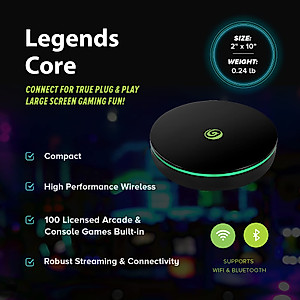 Legends Core, Plug and Play Arcade Game Console, Home Arcade, Classic Retro Video Games, 100 Licensed Genre-Defining Arcade & Console Games, Includes Action Fighting Puzzle Sports & More, WiFi, HDMI