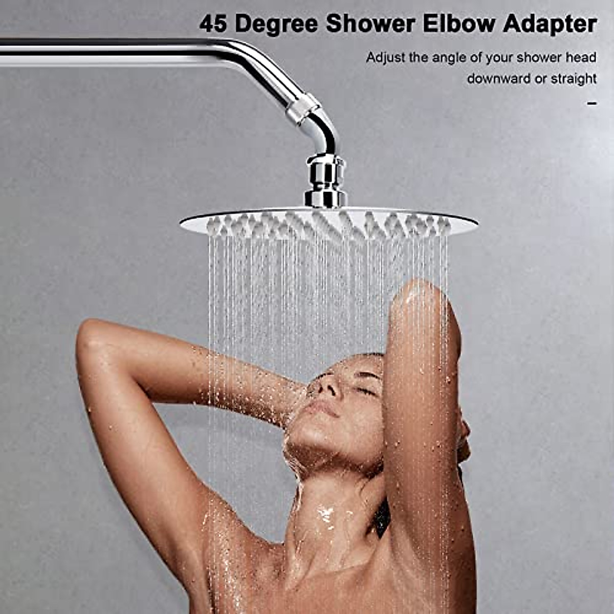 NearMoon Shower Elbow Adapter for Shower Head, Solid Brass 45°G1/2 Male to Female Shower Arm Extension Connector, Polish Chrome