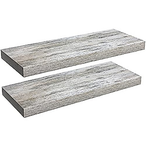 Sorbus Floating Shelves for Wall - 2 Pack Coastal Beach Wall Decor for Bedroom, Bathroom, Nursery, Living Room, Office, Home & Kitchen - White Rustic Wood Hanging Wall Shelf for Books, Frames, Trophy