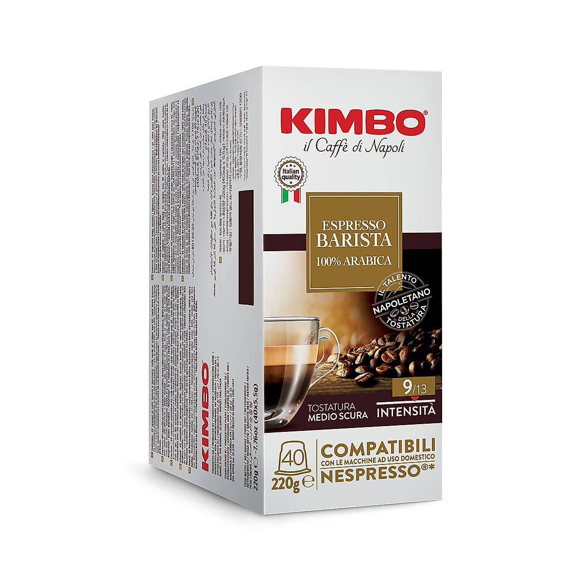 Kimbo Espresso Barista 100% Arabica Coffee Capsules - Single Serve Compatible - Blended and Roasted in Italy - Medium to Dark Roast - 40 Count