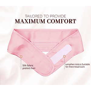 FANTASTIC HOUSE Silk Spa Headbands for Washing Face, 100% Mulberry Silk Scarf for Hair Wrapping, Adjustable Ponytail Face Wash Headbands for Women and Girls for Sleep, Makeup, Sport