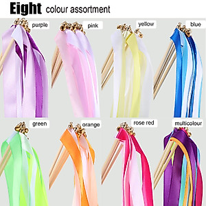40 Pieces Mix Color Ribbon Sticks with Bell Fairy Stick Party Streamers for Wedding Party(Multicolor)