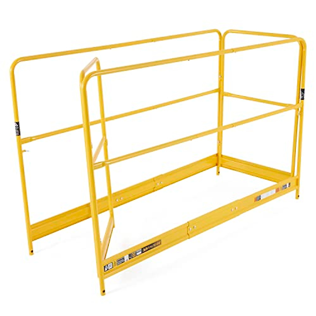 MetalTech Versatile 6 Foot Metal Guardrails System Accessory Baker Style for Select Jobsite Series Scaffolding Platform with Non Slip Deck, Yellow