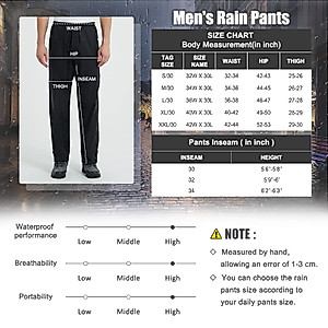 mosingle Men's Rain Pants Lightweight Waterproof Pants Windproof Outdoor Pants for Golf Hiking Fishing Motorcycle Cycling#1088-Black-XL