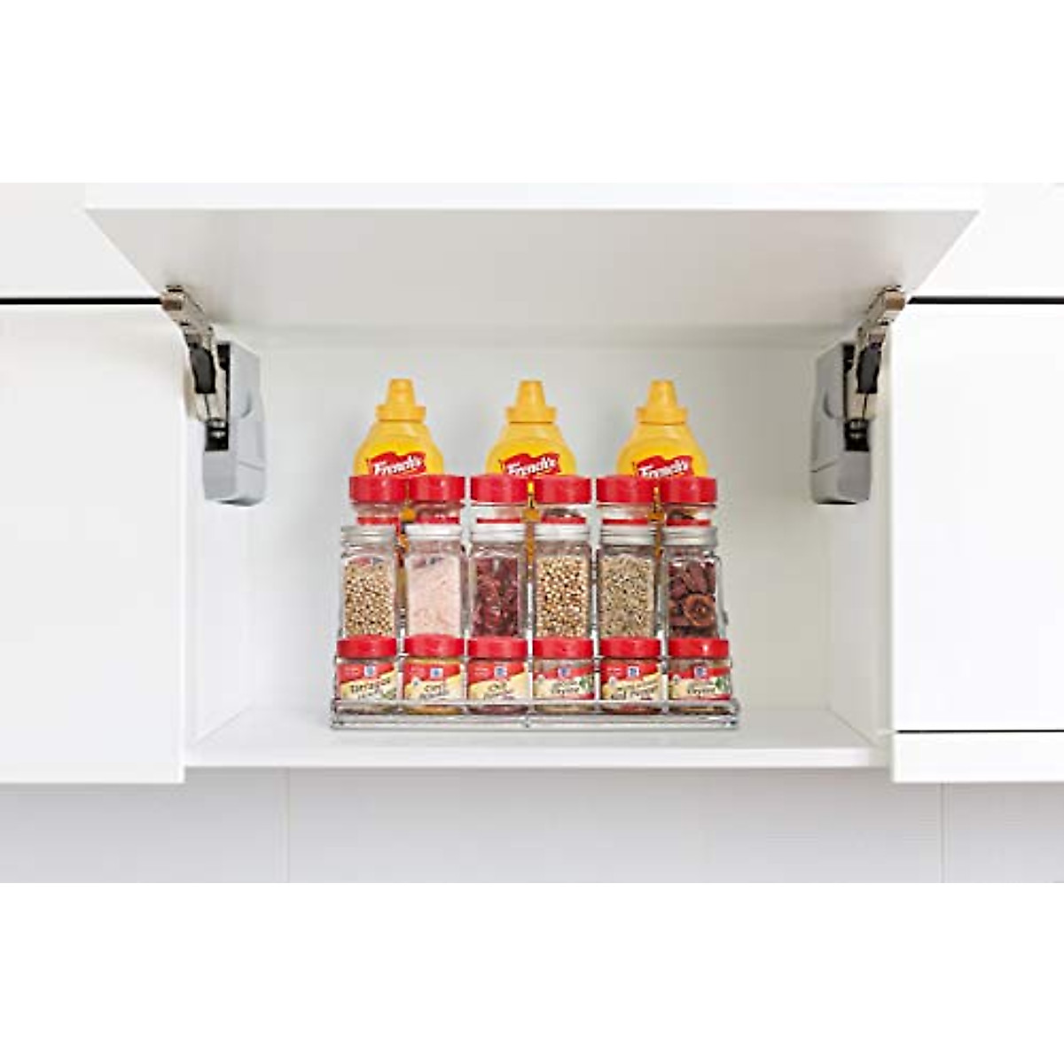 MEIQIHOME 4 Tier Spice Rack Organizer Step Shelf Countertop Spice Storage Holder, for Kitchen Cabinet Cupboard Pantry, Metal, Chrome