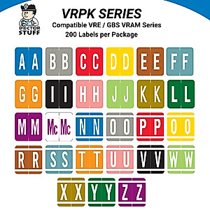 Doctor Stuff - File Folder Labels, Ringbook Sheets Alphabet Letter S, VRE/GBS 8850 - VRAM Series Compatible Alpha Stickers, Light Blue, 1.3" x 1.25", 200/Package