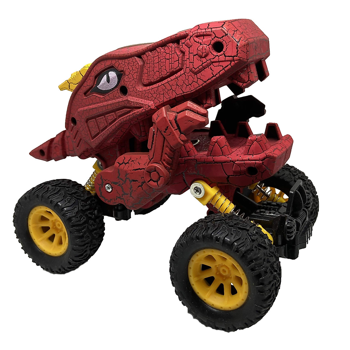 Aeromax Dino-Faur Pull Back Dinosaur Truck, Red with Yellow Accent (PBDB-B)