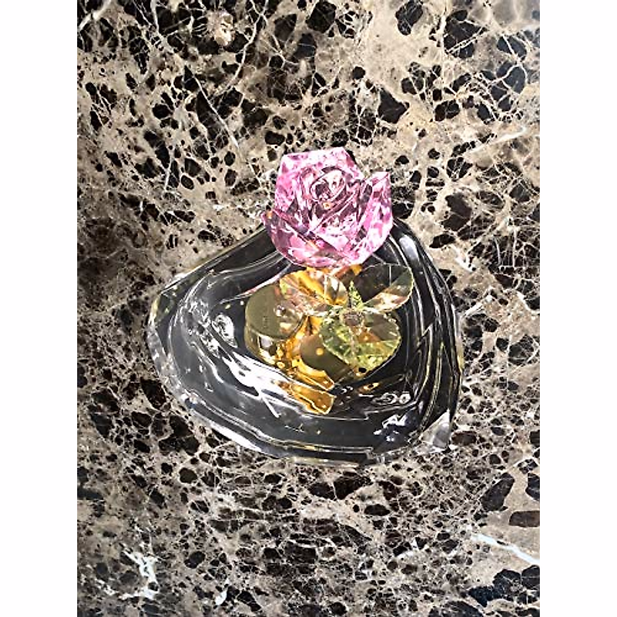 UTowels Mechanical Wind-up Music Box with LED Lights Transparent Acrylic Melody Castle in The Sky Carrying You (Heart & Pink Rose)