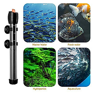 Orlushy Submersible Aquarium Heater,300W Adjustable Fish Tahk Heater with 2 Suction Cups Free Thermometer Suitable for Marine Saltwater and Freshwater
