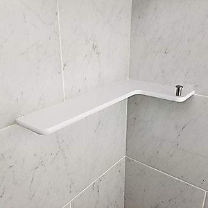 TileWare Corner Shelf for Bathroom Shower & Tub with Sponge or Loofah Hook, Bath - Floating Tile Wall Mount Shelves & Organizer Stand for Shampoo & Bathtub Accessories (Brushed Nickel - Hook)