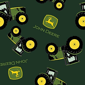 Springs Creative Products Fleece John Deere Logos Green Tractors Farmer Farming Farmland Country Fleece Fabric Print by The Yard (71215-6470710), 60 Inches