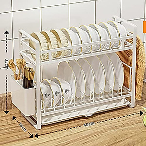 MagiDeal Steel Dish Rack Drying Plate Rack Stand Pot Lid Holder Kitchen Cabinet Organizer for Dish Plate Bowl Cup Pot Lid, Plate Holder, as described
