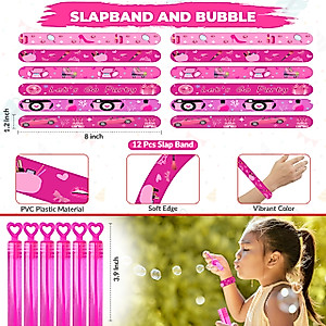 Pink Party Favors 72 Pc Princess Party Stickers Keychain Hot Pink Sunglass Bubble Wand Treat Box for Girl Hot Pink Birthday Party Supplies