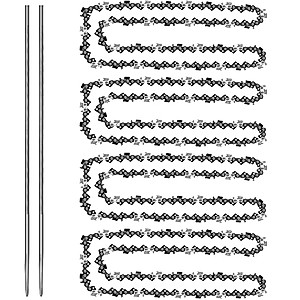 4 Pack 20 Inch Chainsaw Chain 0.325 Pitch .050 Inch Gauge 76 Drive Links with 2 Sharpening Files Heavy Duty Carbon Steel Chains Fit Most Major Chainsaw Brands