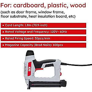 KeLDE Electric Nail Gun Kit, 120V Power Brad Nailer with Adjustable Power Knob, Includes 1500pc Brad Nails, 15/20/25/32mm