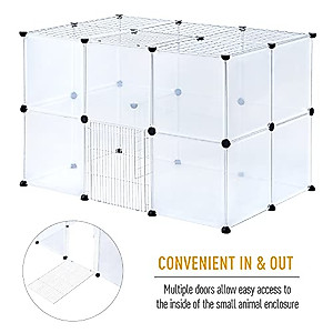 BRIAN & DANY 2-Tier Small Animals Playpen, Portable Pet Playpen Indoor with 2 Doors for Puppy, Hamsters, Guinea Pig, Rabbits - 28 Panels, 43.1" x 27.5" x 27.5"