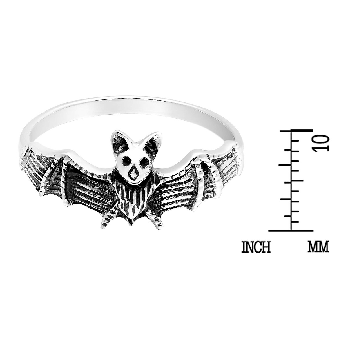 AeraVida Gothic Spooky Nocturnal Bat .925 Sterling Silver Ring | Statement Fashion, Gothic Ring | Casual Jewelry Gift | Size 5