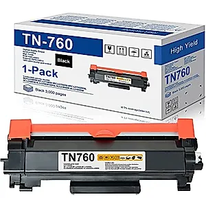 [3,500 Pages High Yield] Compatible TN-760 TN760 Toner Cartridge: Replacement for Brother TN760 Toner MFC-L2710DW MFC-L2750DW HL-L2350DW MFC-L2717DW DCP-L2550DW Printer TN7601PK Toner