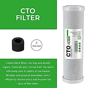 iSpring FC15US Premium Universal High Capacity Coconut Shell Activated Carbon Block CTO Filter Replacement Cartridge for Reverse Osmosis RO Under Sink Water Filtration Systems, 10" x 2.5", Made in USA