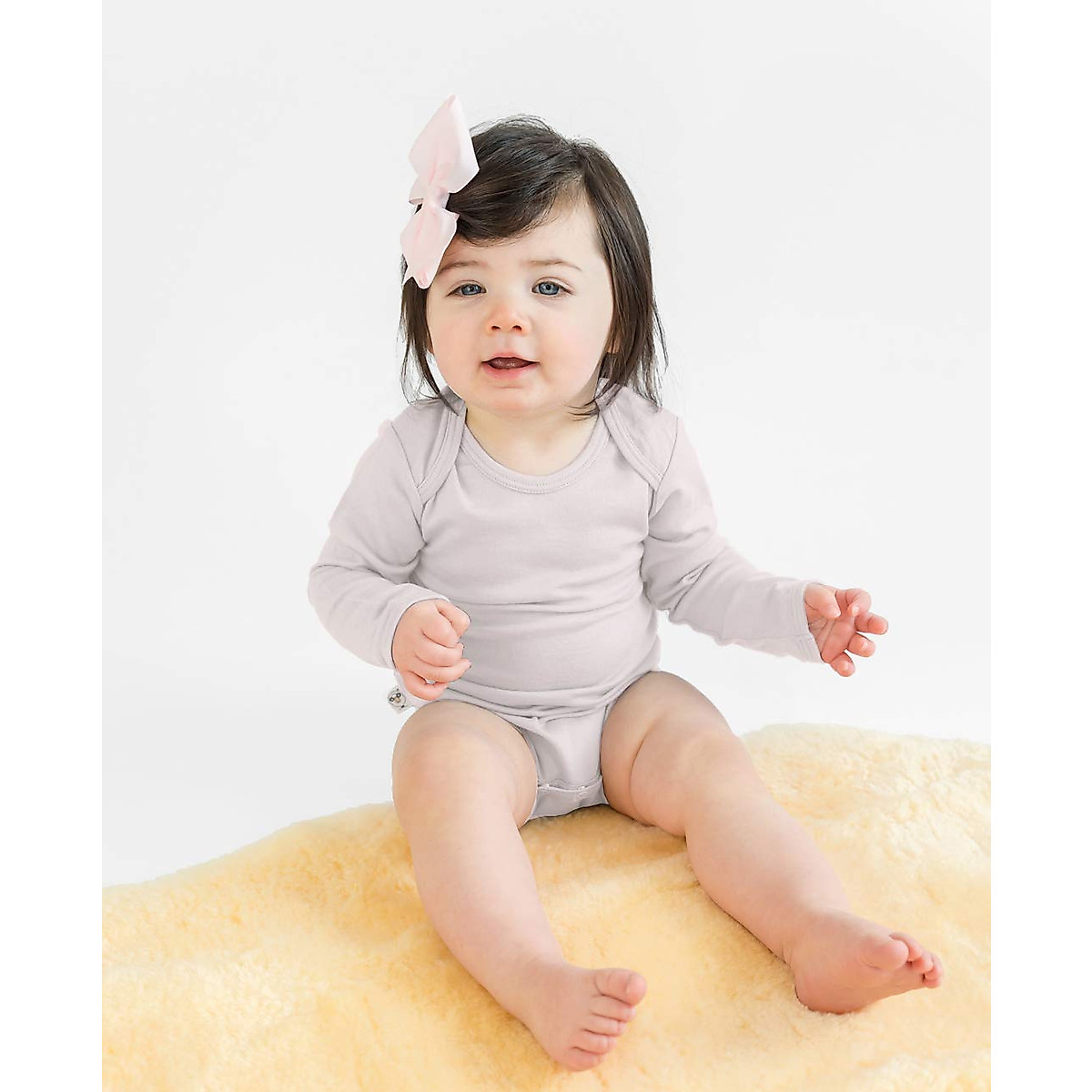 Woolino 100% Superfine Merino Wool Baby Bodysuit - Long Sleeve Onesies for Boy and Girl -12-18 Months - Oat