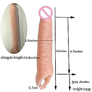 2023 New 12in Soft Big Realistic Sleeve Extender Sheath for Men Male Enhancement Extension Sleeve Fleshy Color DRT3266