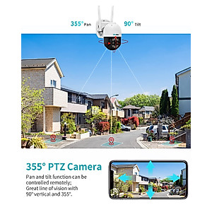 SOVMIKU 4MP 8X Optical/Digital Zoom Wireless Outdoor Security Cameras,Auto Tracking,360° PTZ WiFi Camera,Human Detection,2-Way Audio,24/7 Record,Alexa