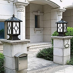KLFJFD Solar Lights Outdoor,IP65 Waterproof Antique Lawn Lights LED Two-Color Light Exterior Post Pillar Lights Fixture,for Home Garden