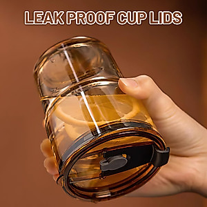 Luxfuel 13oz Tumbler Water Glass with Straw and Lid, 2 Pack Glass Coffee Cups gifts, Sealed Carry-On Glass Water Cup,Iced Tea, for Travel,Home, Office, Party, Camping and Outdoor (Iridescent Shimmer)