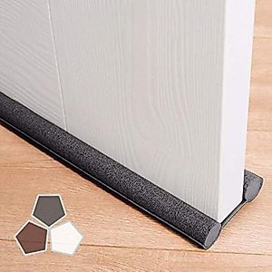 Under Door Draft Stopper 37 Inch Cuttable and Washable,Twin Door Draft Stopper,Energy Saving Door Weather Stripping Reduce Noise Window Breeze Blocker Adjustable Door Sweeps, Gray