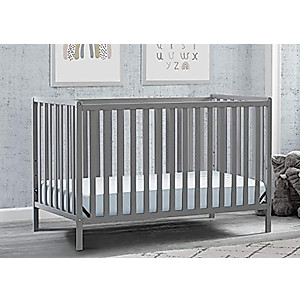 Delta Children Heartland 4-in-1 Convertible Crib Infant Changing Table with Pad + Serta Perfect Start Crib Mattress, Grey