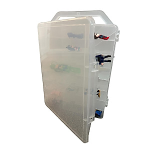 Double Sided Storage Case for 46 Hot Wheels, Matchbox Cars, Small Action Figures, Crafts; Portable Transparent Storage Case with 46 Compartments, Case Only (Transparent)