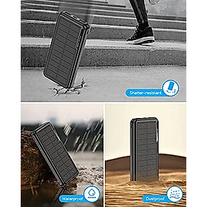 Anyzoo Solar Portable Charger 20000mAh, Power Bank with External Solar Battery Panels, Battery Pack with Dual inputs & Outputs Compatible with Cellphones