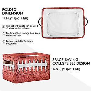 Storage Basket Cube American Football Laces Large Collapsible Toys Storage Box Bin Laundry Organizer for Closet Shelf Nursery Kids Bedroom,15x11x9.5 in,1 Pack