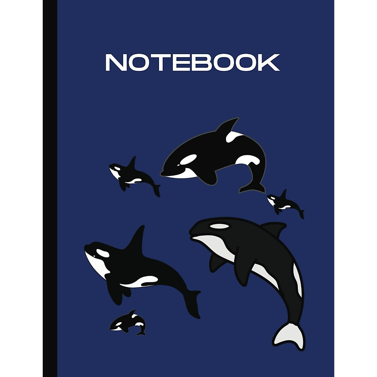 "Oceans in Harmony: Orca Whale Notebook - Shades of Blue, Black, and White | with Coral reef "8.5 x 11,: Women, Men, Kids, School Work, College Rule 100 Pages