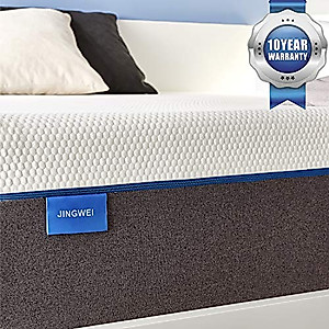 JINGWEI Queen Mattress 10 Inches Cooling-Gel Memory Foam Mattress Bed in a Box, Certified Foam, Pressure Relief Supportive, Medium Firm Queen Size Mattress, 60X 80 X 10inches