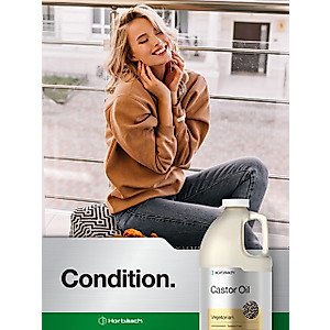 Horbäach Castor Oil 64oz | for Hair, Eyelashes & Eyebrows | Hexane Free & Cold Pressed | Vegetarian, Non-GMO