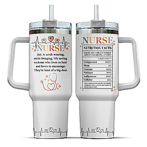 99WHALE Funny Coffee Women Nursing Nurses For Week Cups Handle Tumblers White Straws Student Er, Nurse Gifts, Tumbler 40 Oz With Handle Lid And Straw, Nurse Encourage Nutrition Facts