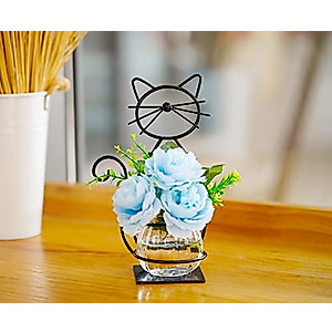 Joyathome Desktop Glass Planter Vase Holder, Metal Cat Plant Terrarium Stand for Plants Creative Decorations for Home Patio Lawn Garden