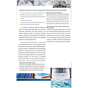HFBTE Automatic Liquid Surface Tensiometer Pt Loop Interfacial Tension Meter Tester with Platinum Ring Du Nouy Ring Method Measuring Modes Range 0 to 1000 mN/m Precision 0.1mN/m Support Data Storage