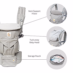 Ergobaby Omni 360 All-Position Baby Carrier for Newborn to Toddler with Lumbar Support (7-45 Pounds), Pearl Grey, One Size (Pack of 1)