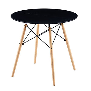 Liink1Ga Black Coffee Table 31.5''–Small,Round,Modern Dining Room Table Kitchen Table Coffee Table - for 2 to 4 People