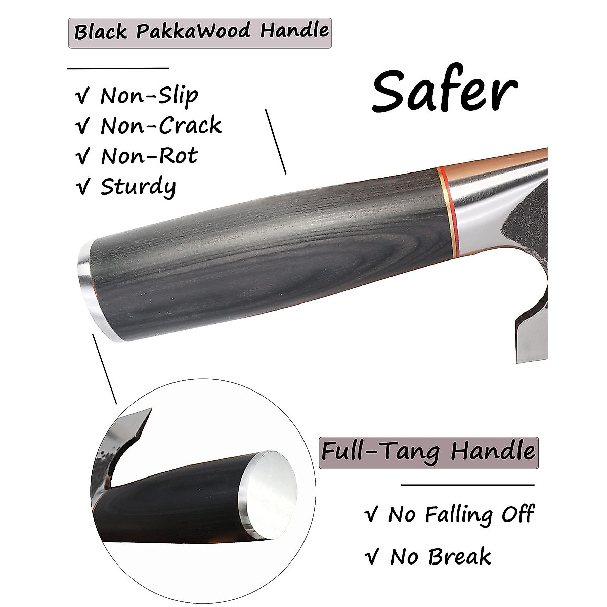 Authentic Serbian Chefs Knife - 7.5'' Full Tang Cleaver Knife - Razor Sharp High Carbon Steel - Rivet Pakka wood Handle for Kitchen fine cut