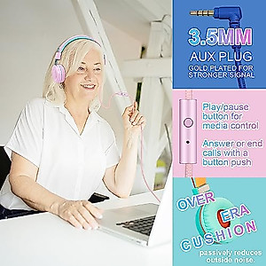 CN-Outlet 5 Pack Kids Headphones Bulk for School Classroom Students Teens Toddler, Wired Adjustable Headsets for Libraries Families Childern and Adults (Mixed Colors with MIC)