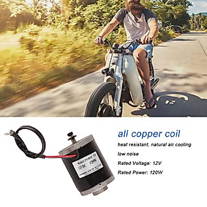 12V 120W High Speed Electric DC Brushed Motor Kit, Electric Scooter Brushed Motor Kit with 25H76 Chain and 25H 3 Hole 47 Teeth Crankset for Bike e-Bike ATV