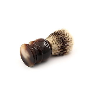 Edwin Jagger 1EJ462 Medium Silver Tip Badger Shaving Brush, Imitation Light Horn for use with Shaving Cream or Soap for Men