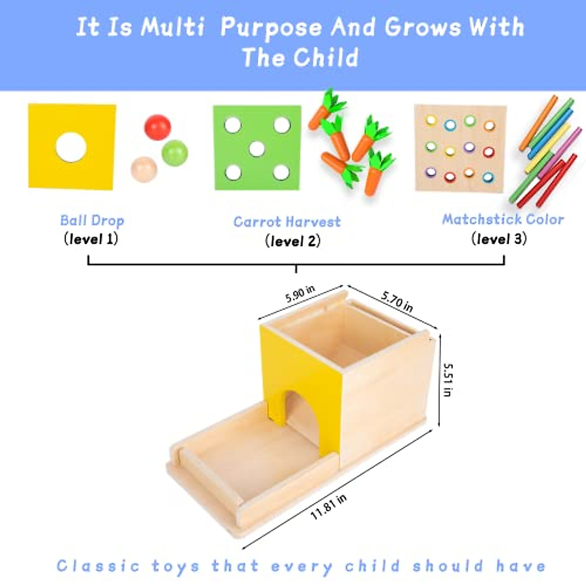 Adena Montessori 5 in 1 Object Permanence Box Toddler Play Kit Toys for 1 Year Old Babies 6-12 Months 2 Year Old