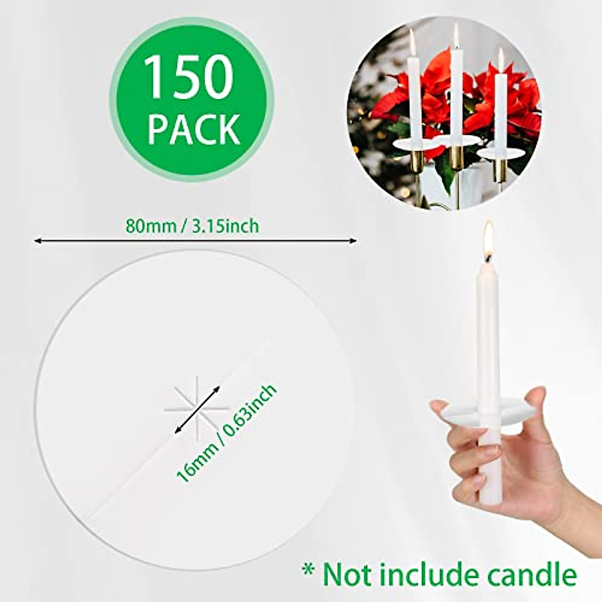 150 Pack Church Candle Drip Protectors Candlelight Service Kit Heavy Duty Paper Candle Holders for Candlelight Vigil Church Service, Devotional Candles, Christmas Eve Candles