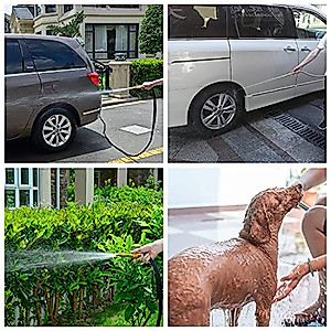 VERAGREEN Stainless Steel Metal Garden Hose 304 Stainless Steel Water Hose with Solid Metal Fittings and Newest Spray Nozzle, Lightweight, Kink Free, Durable and Easy to Store(50FT)