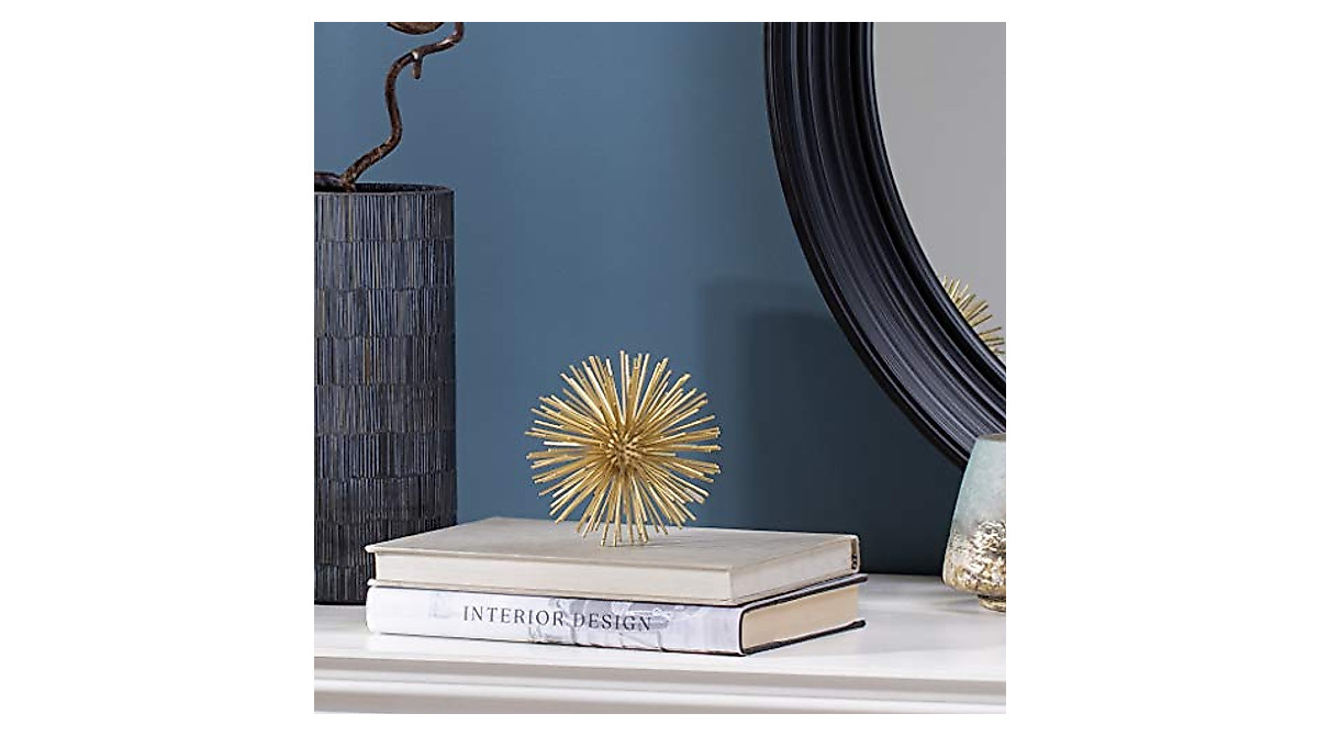Torre & Tagus Gold Spike Sphere - Modern Geometric Table Decor