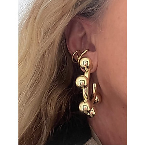 Sheila Fajl Augusta Large Ball Statement Hoop Earrings in Polished Gold Plated